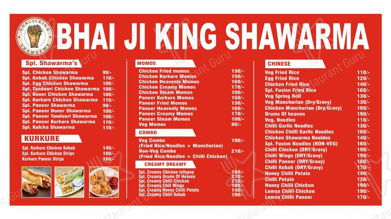 Menu at Bhai Ji King Shawarma, Gurugram