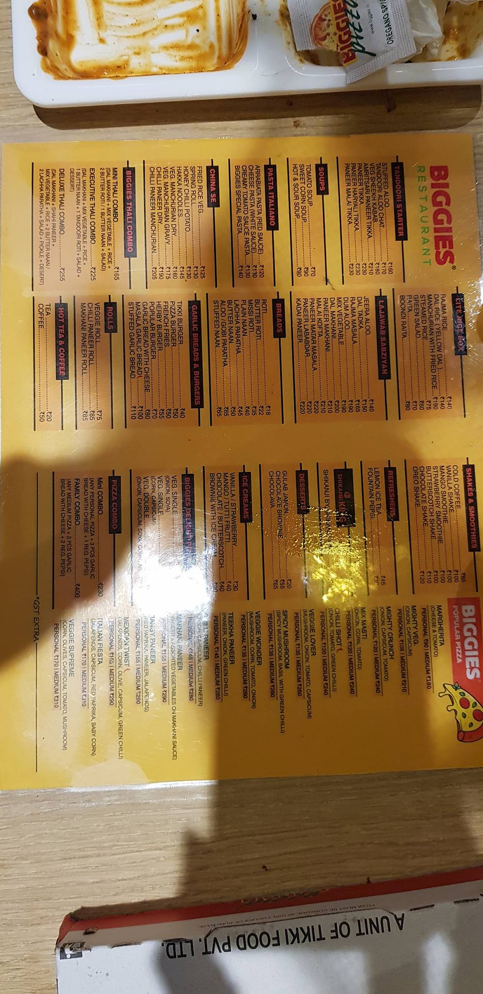 Menu at Biggies Restaurant, Meerut, NH-58