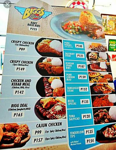 Menu at Bigg's Pili restaurant, Pili, Zone 1 1
