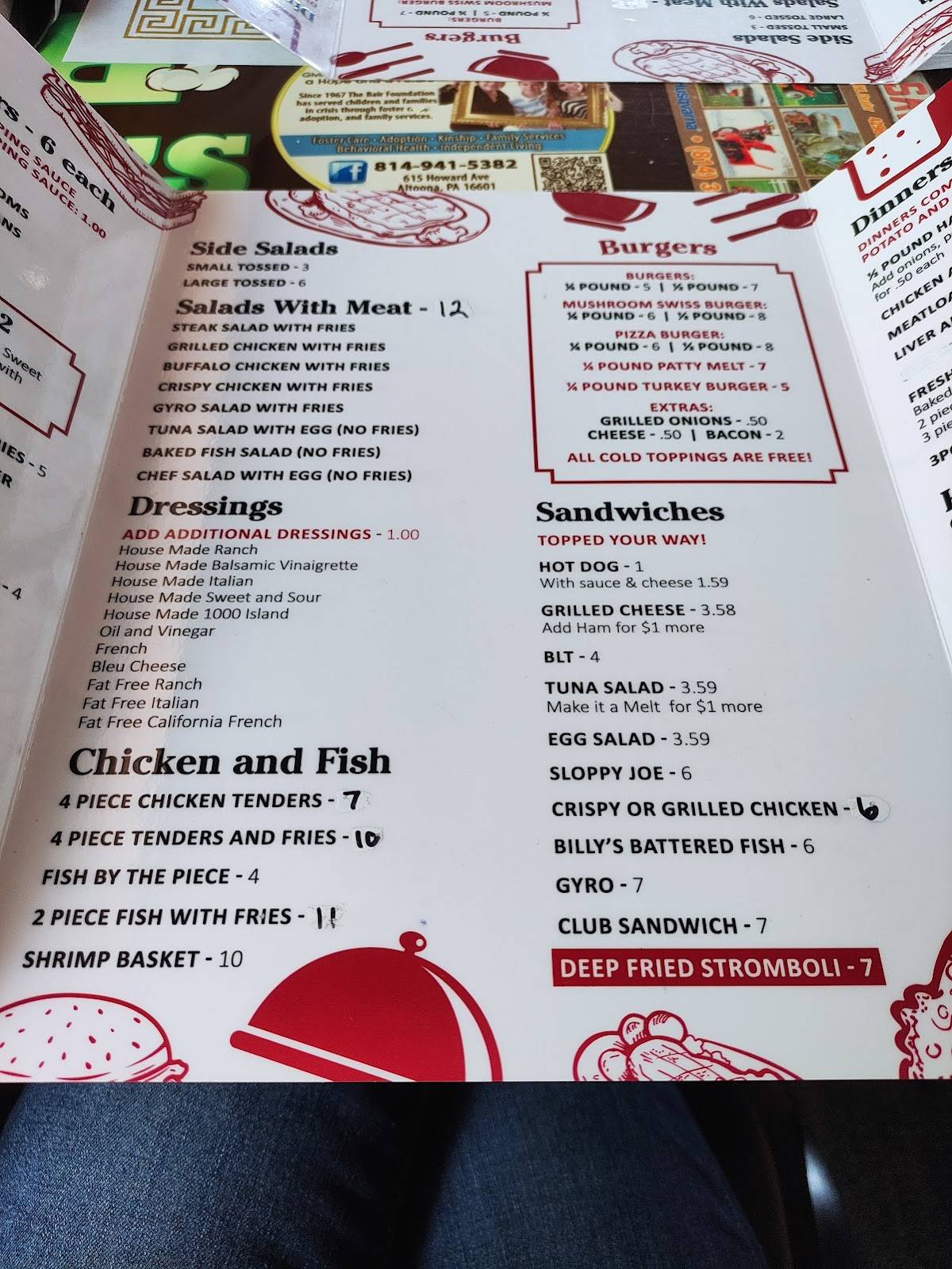 Menu at Billy's Family Restaurant, Clearfield