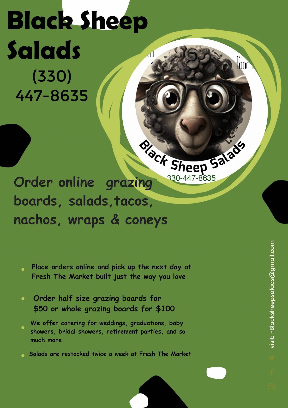 Menu at Black Sheep Salads, Dover