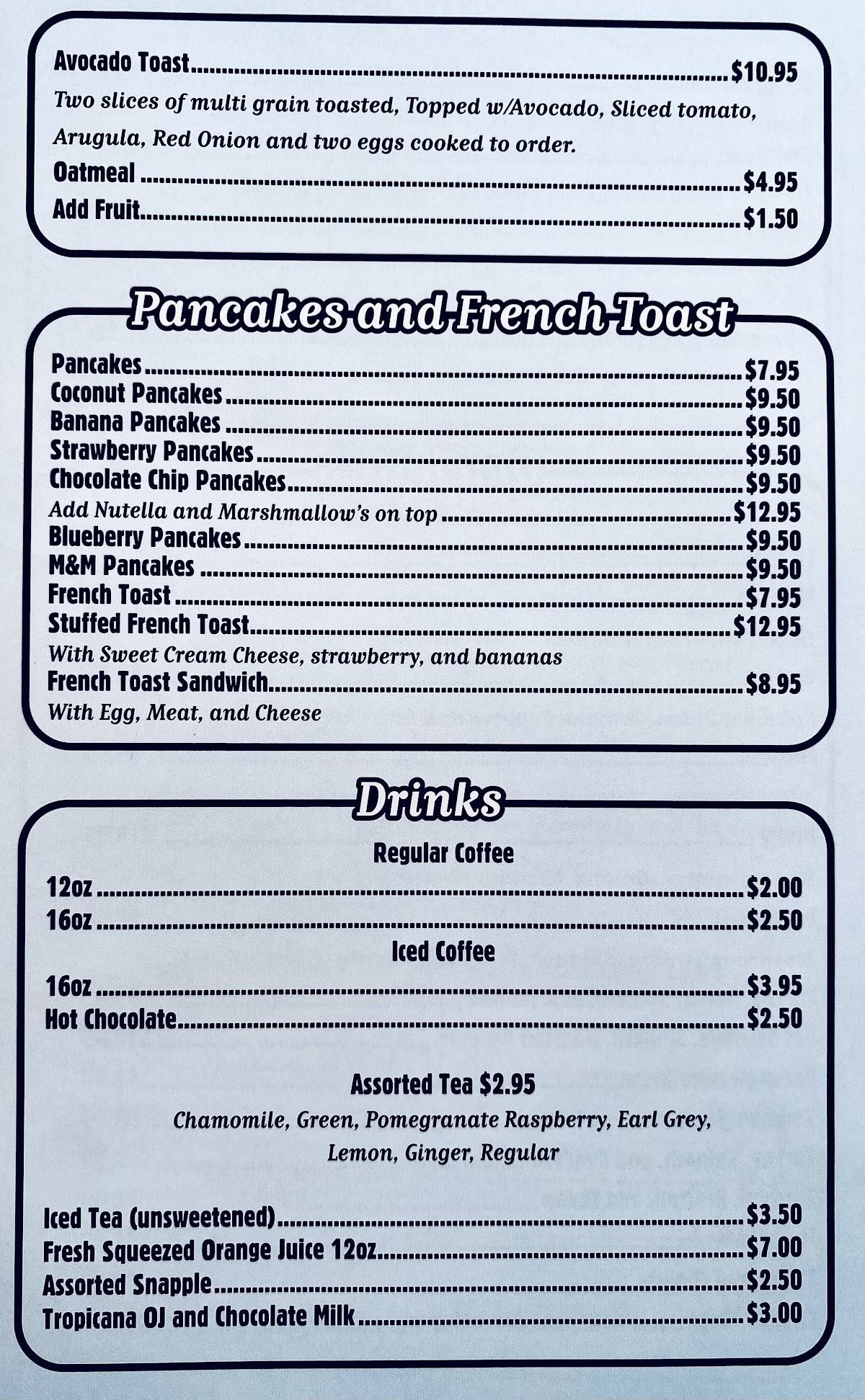 Menu at Blue Cafe, Wood-Ridge