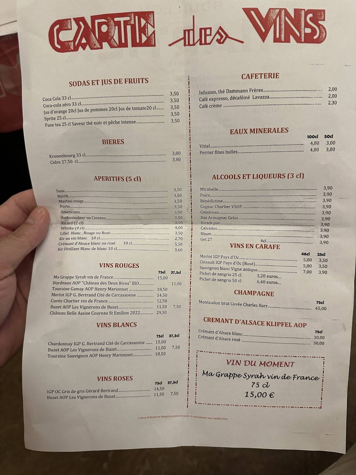Menu au Bouillon Chartier Grands Boulevards restaurant, Paris, 7 Rue du ...