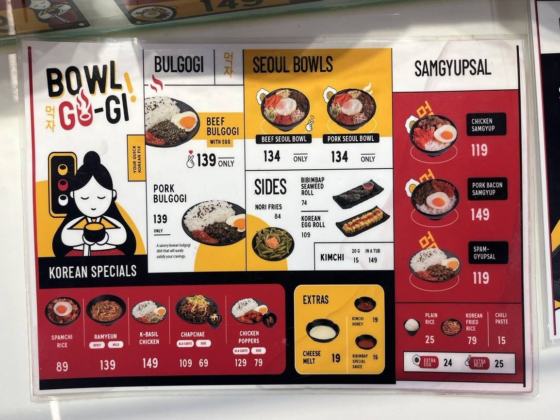 Carta del restaurante Bowl Go-gi, Ciudad Quezon