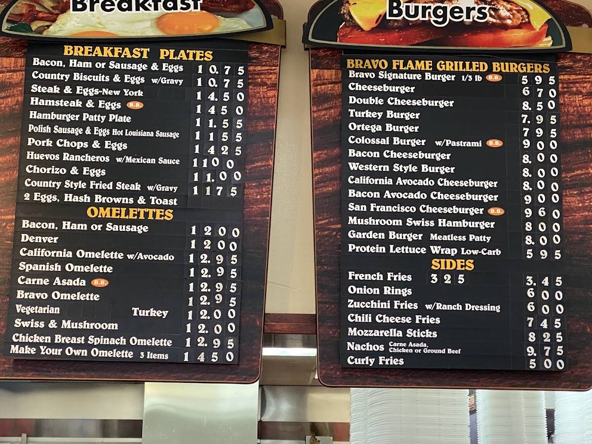 Menu at Bravo Burgers restaurant, Chino Hills