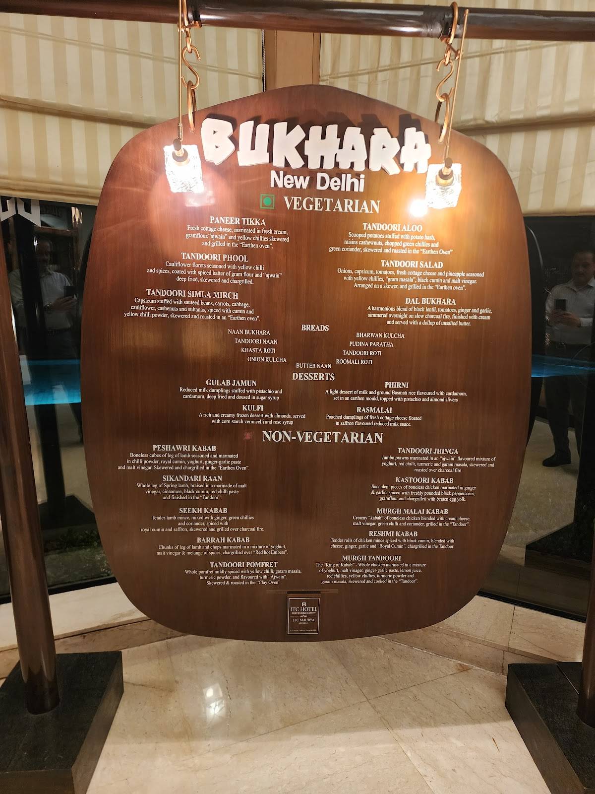 Menu at Bukhara, New Delhi, ITC MAURYA