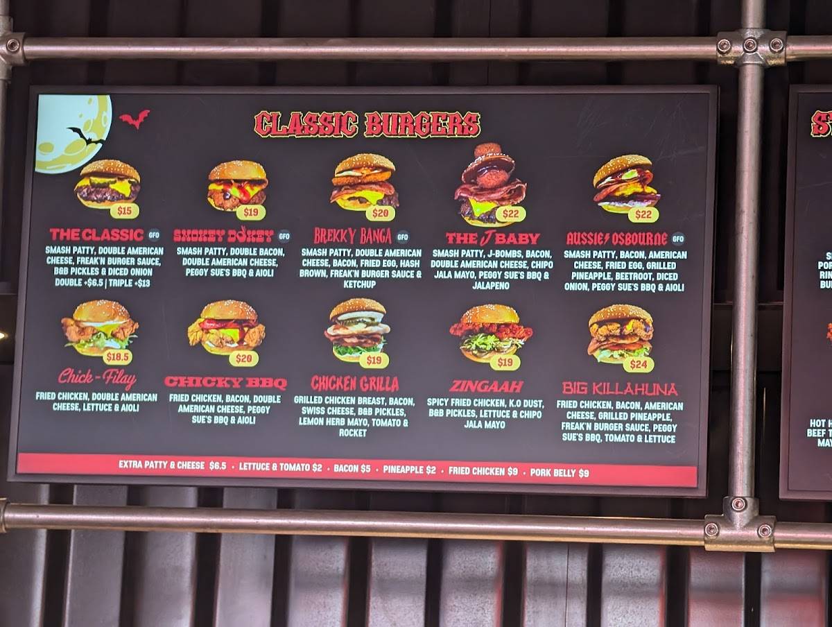 Menu at BurgerFreak Belmont restaurant, Belmont