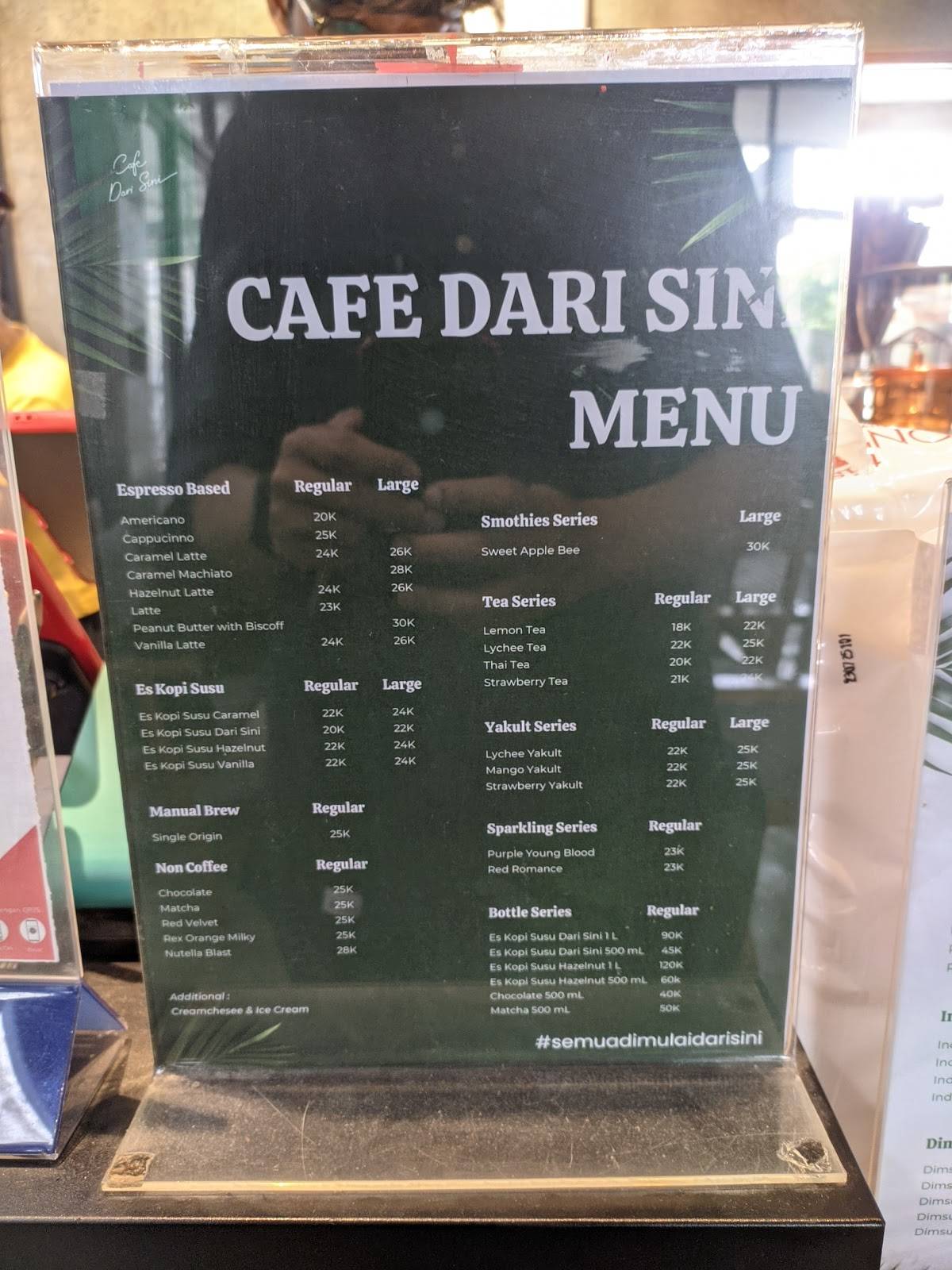 Menu at Cafe Dari Sini, Padang