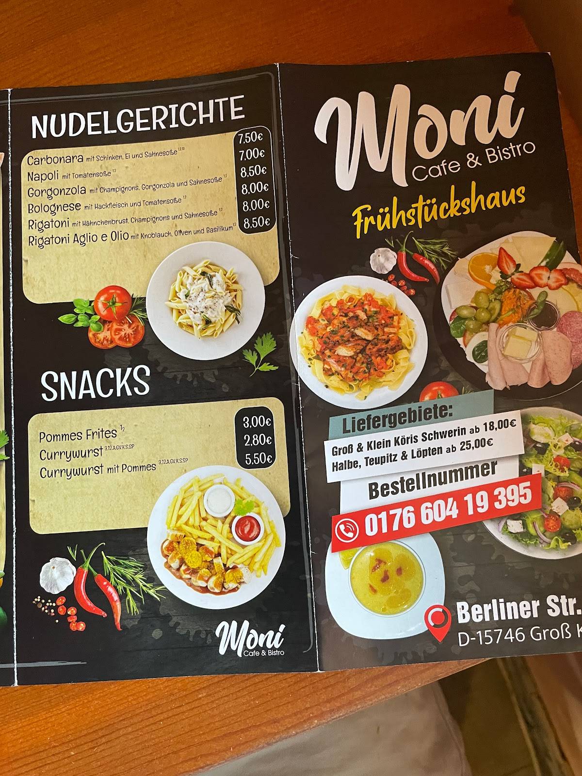 Speisekarte von Café moni bistro burger & kebap Haus restaurant, Groß Köris