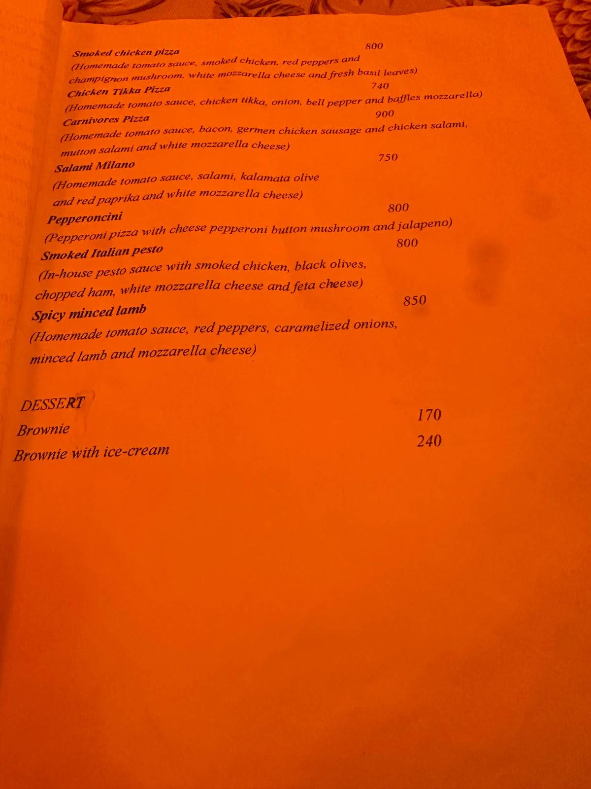 Menu at Cafe olio, Dharampur