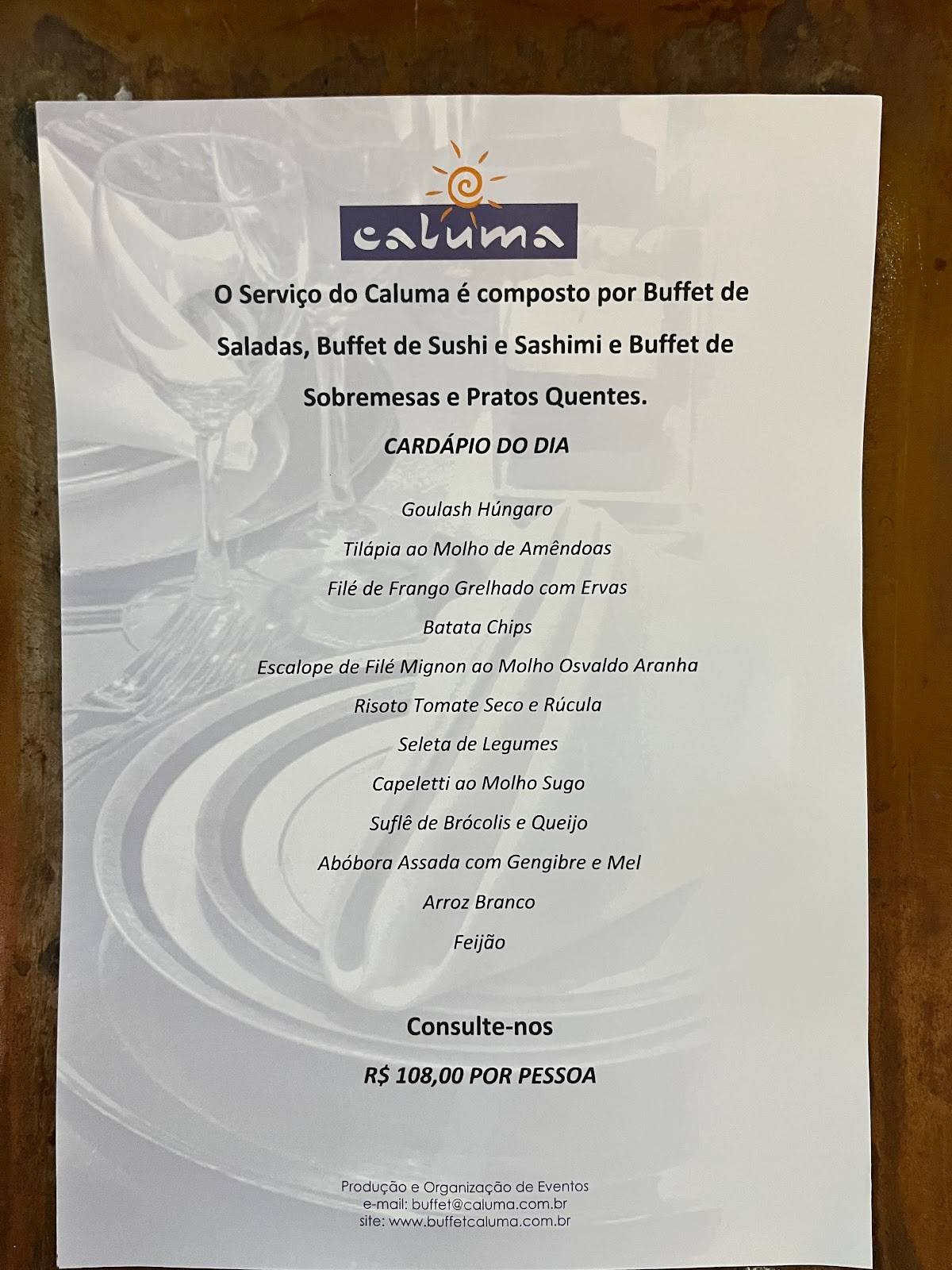Menu em Caluma Restaurante, São Paulo, 12901 - 123 & 124