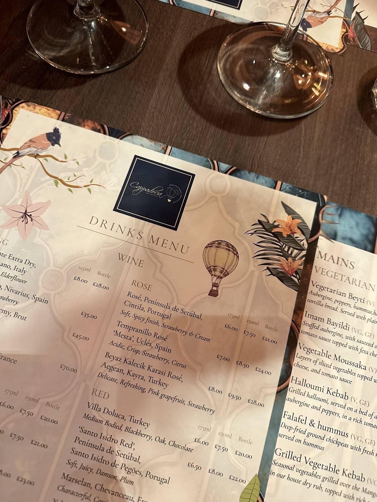 Menu at Cappadocia Restaurant, Bristol