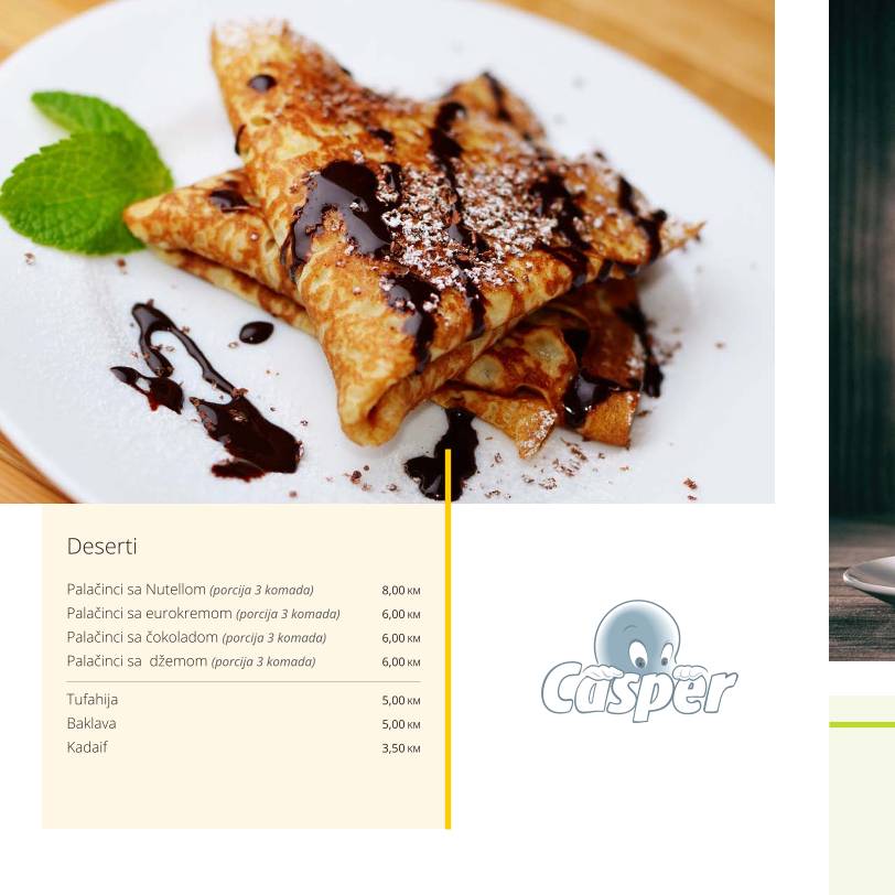 Menu at Casper Restoran Pizzeria, Sarajevo, Ciglanska 2