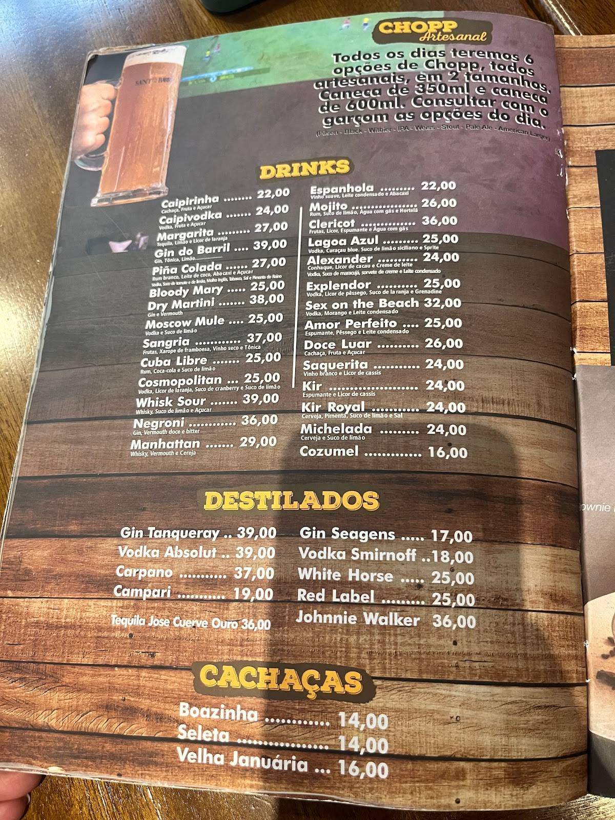 Menu em Cervejaria Santo Barril, São Paulo