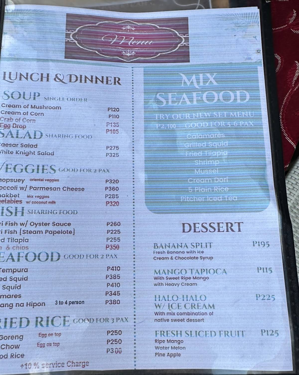 Menu at Coco Bango Cafe, Manila, HXQG+M6M