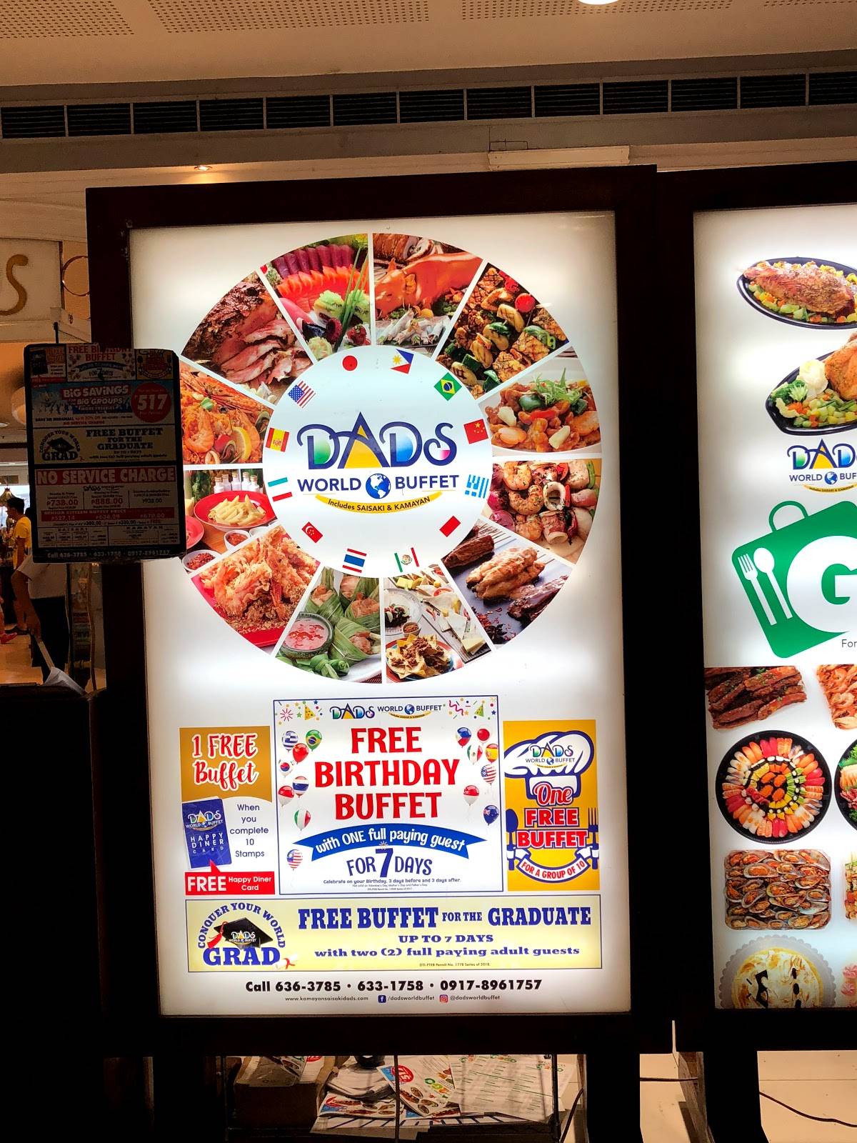 Menu at DADS World Buffet restaurant, Mandaluyong, SM Megamall