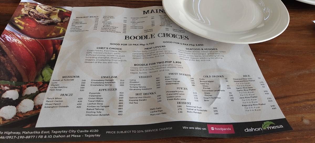 Menu at Dahon at Mesa - Tagaytay restaurant, Tagaytay