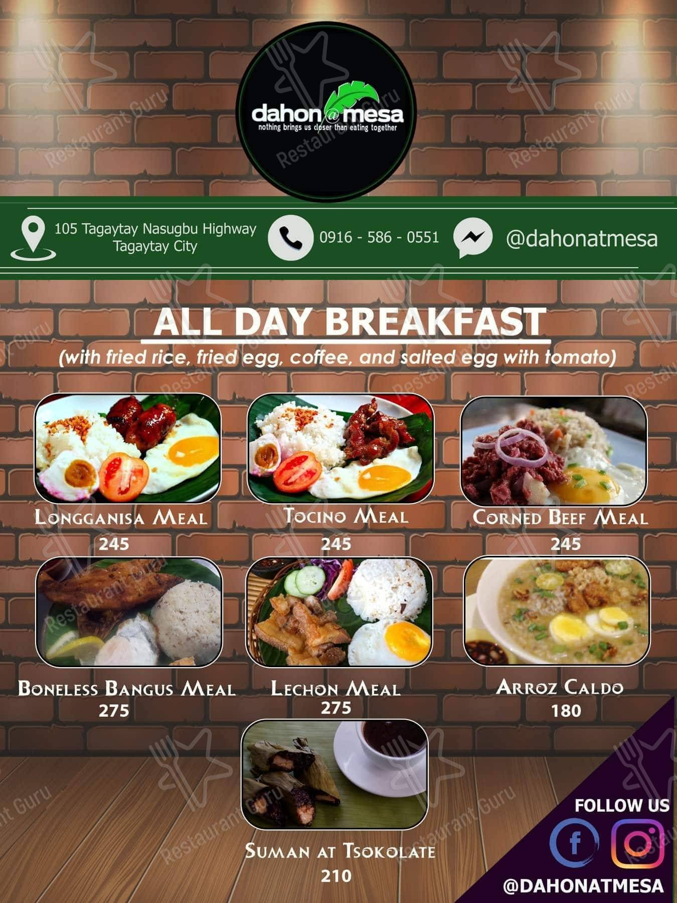 Menu at Dahon at Mesa - Tagaytay restaurant, Tagaytay
