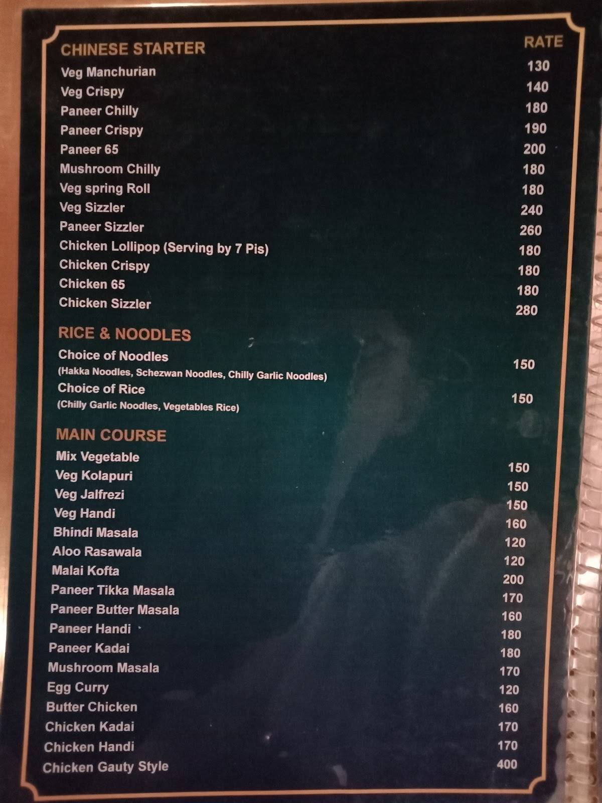Menu at Daman Bliss Restaurant, Daman