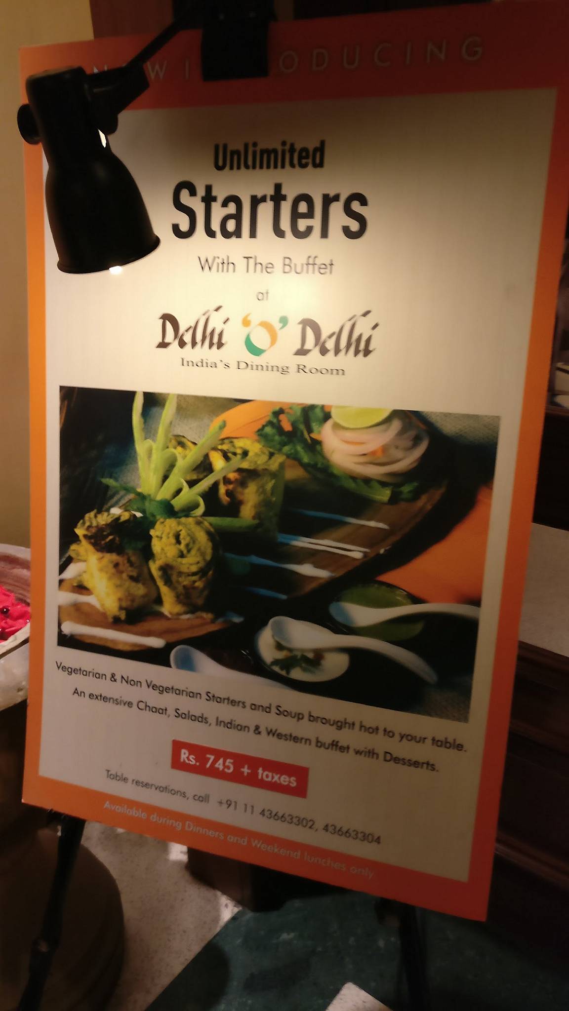 Menu at Delhi 'O' Delhi, New Delhi, India Habitat Centre
