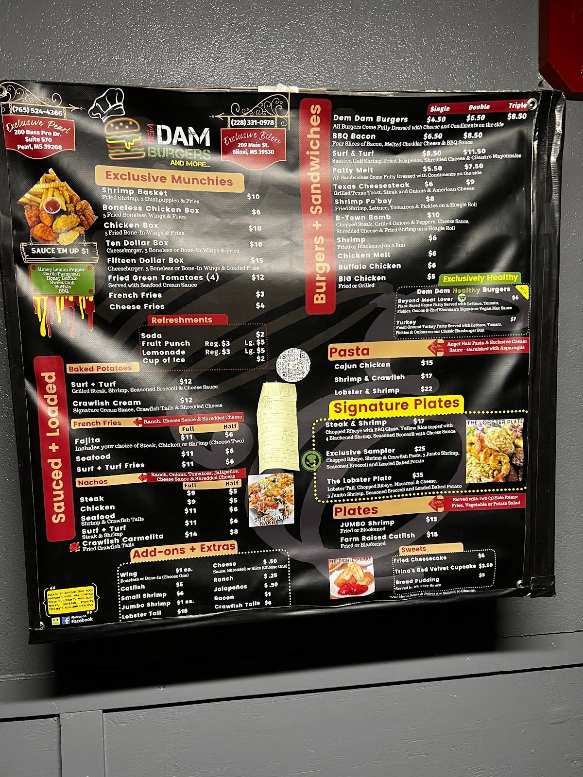 Menu at Dem Dam Burgers - Biloxi, Ms restaurant, Biloxi