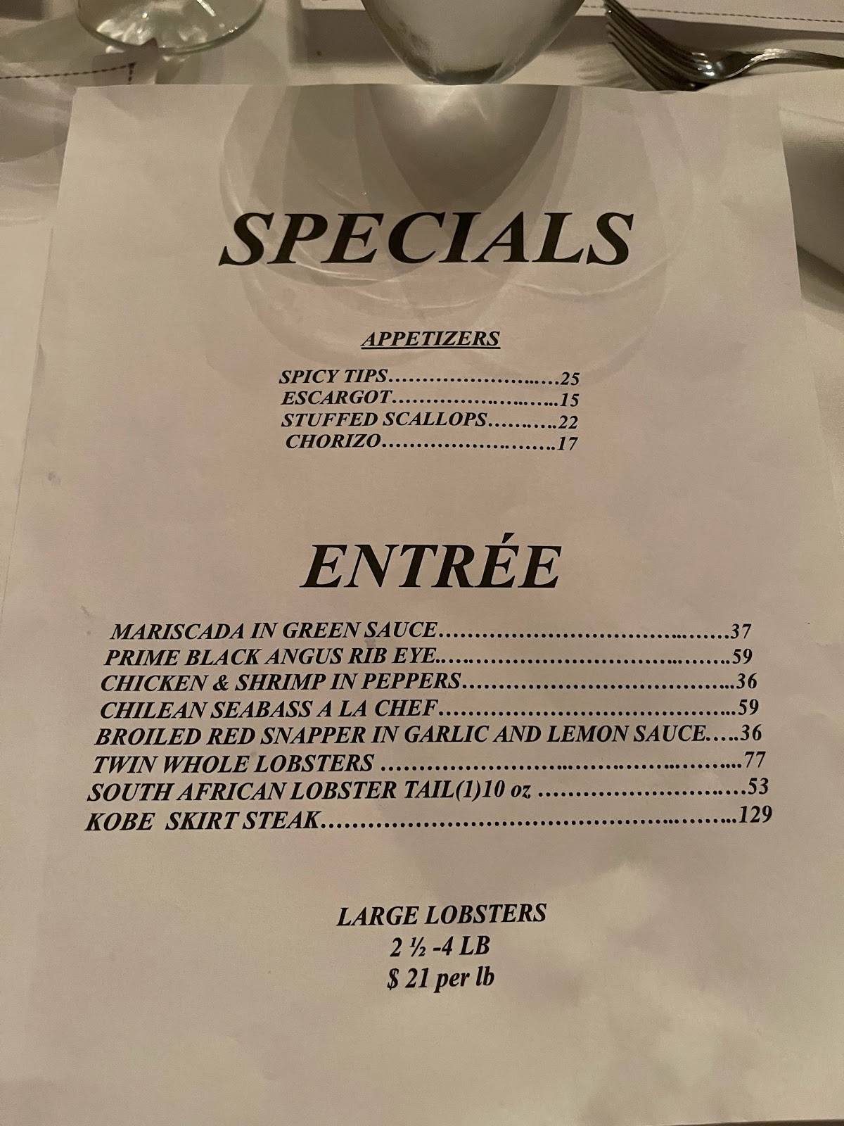 Menu at EL CID restaurant, Paramus