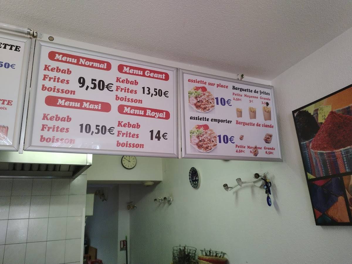 Menu au Efes Kebab restaurant, Moulins