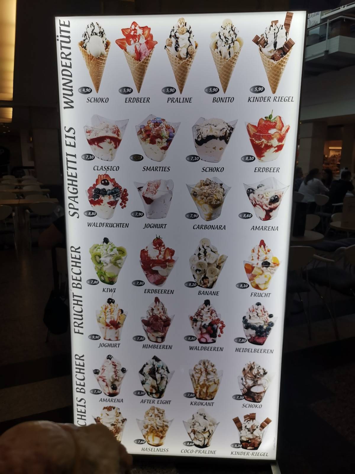 Speisekarte von Eiscafe La Gondola, Mülheim an der Ruhr