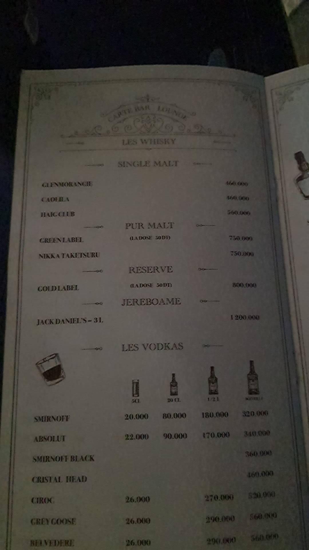 Menu au El Firma Restaurant, Tunis, Choutrana III