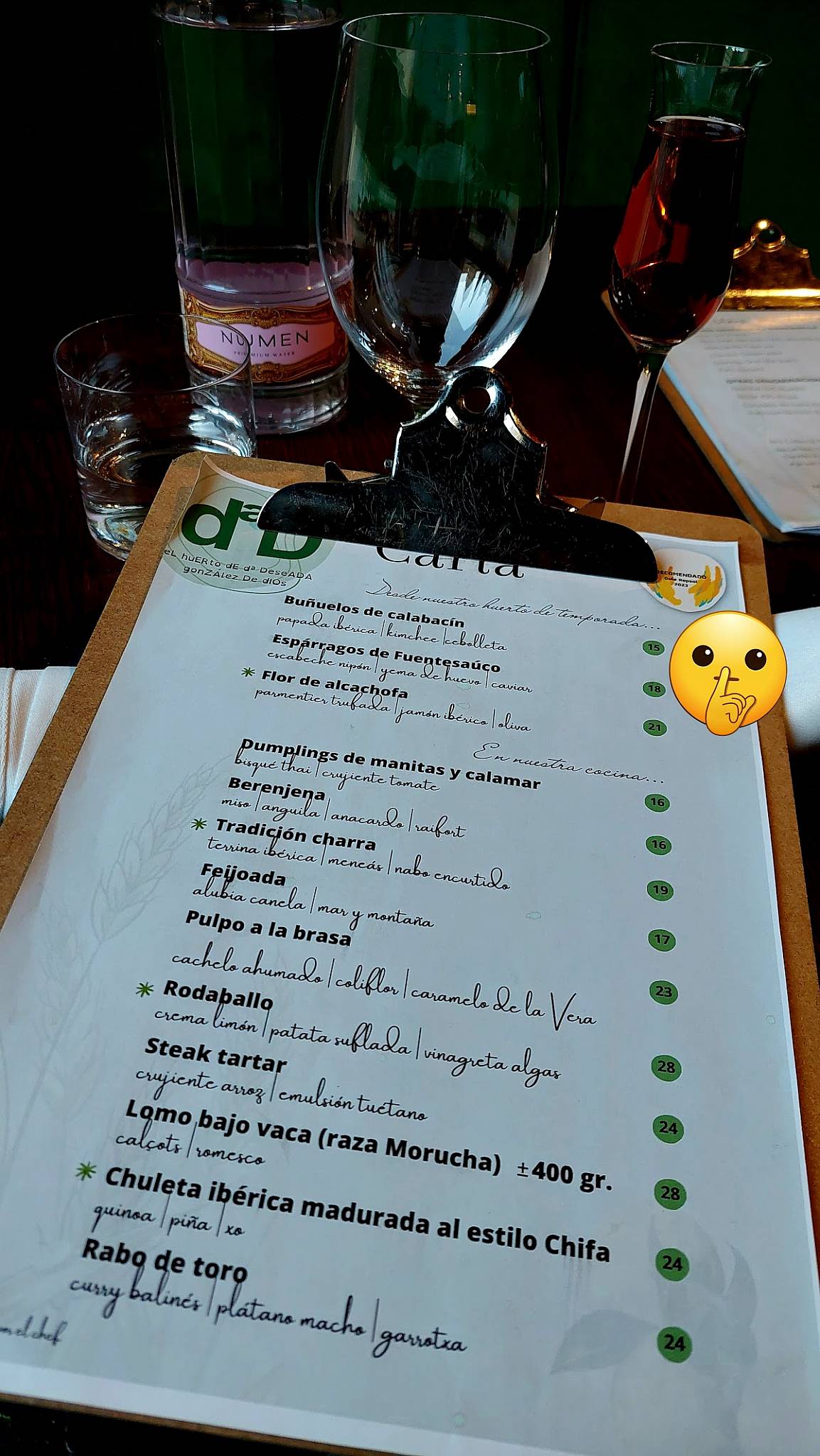 Carta del restaurante El Huerto De Doña Deseada, Salamanca