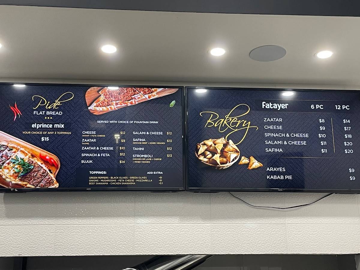 Menu at El Prince Shawarma and Bakery, Mississauga