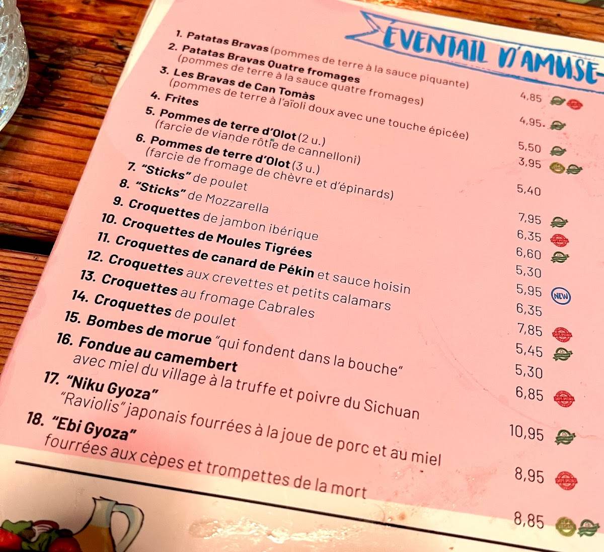 Carta del restaurante Enjoy It Girona, Playa del Aro