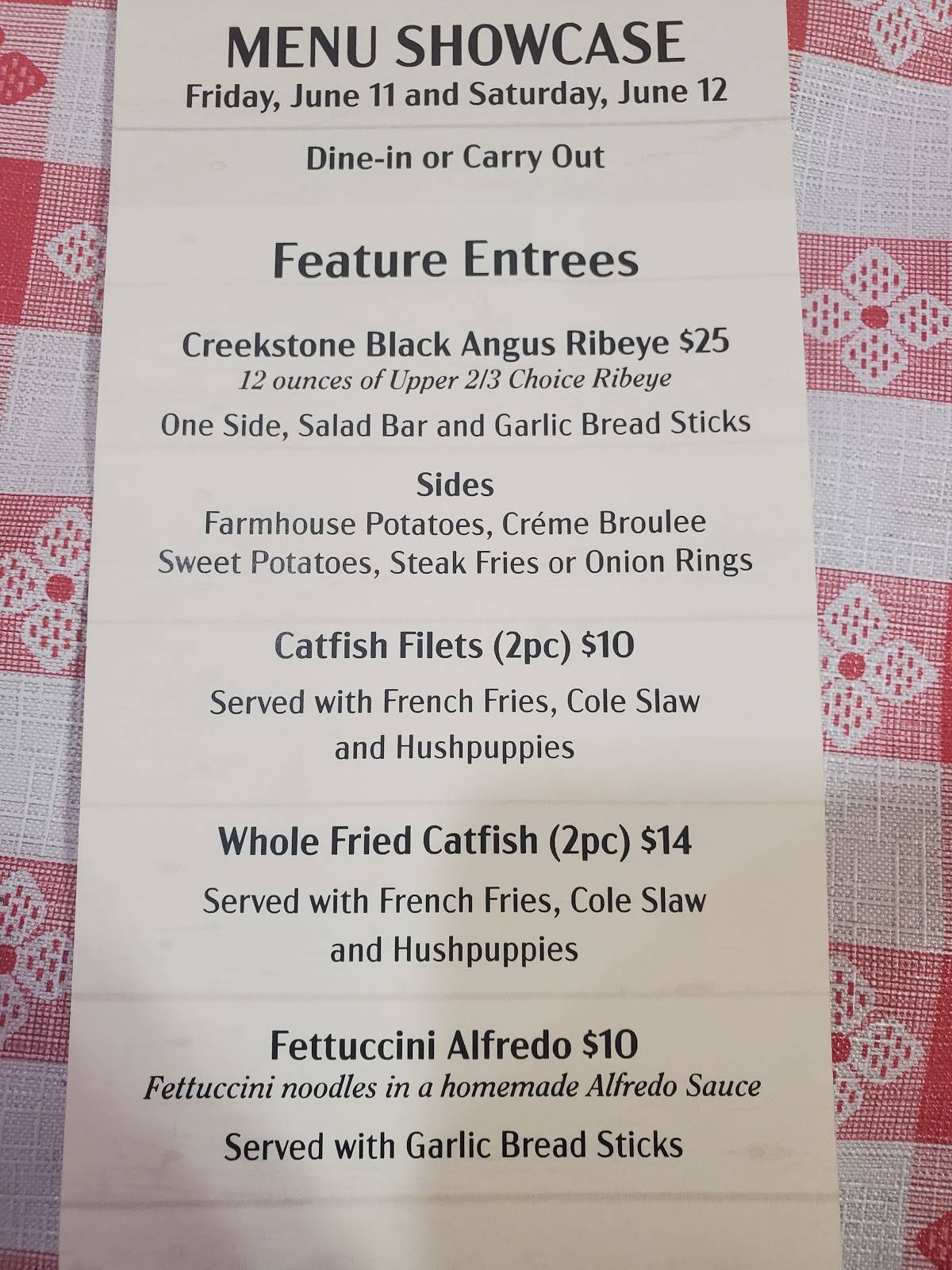 Menu at Farmhouse Country Cafeteria, Lexington