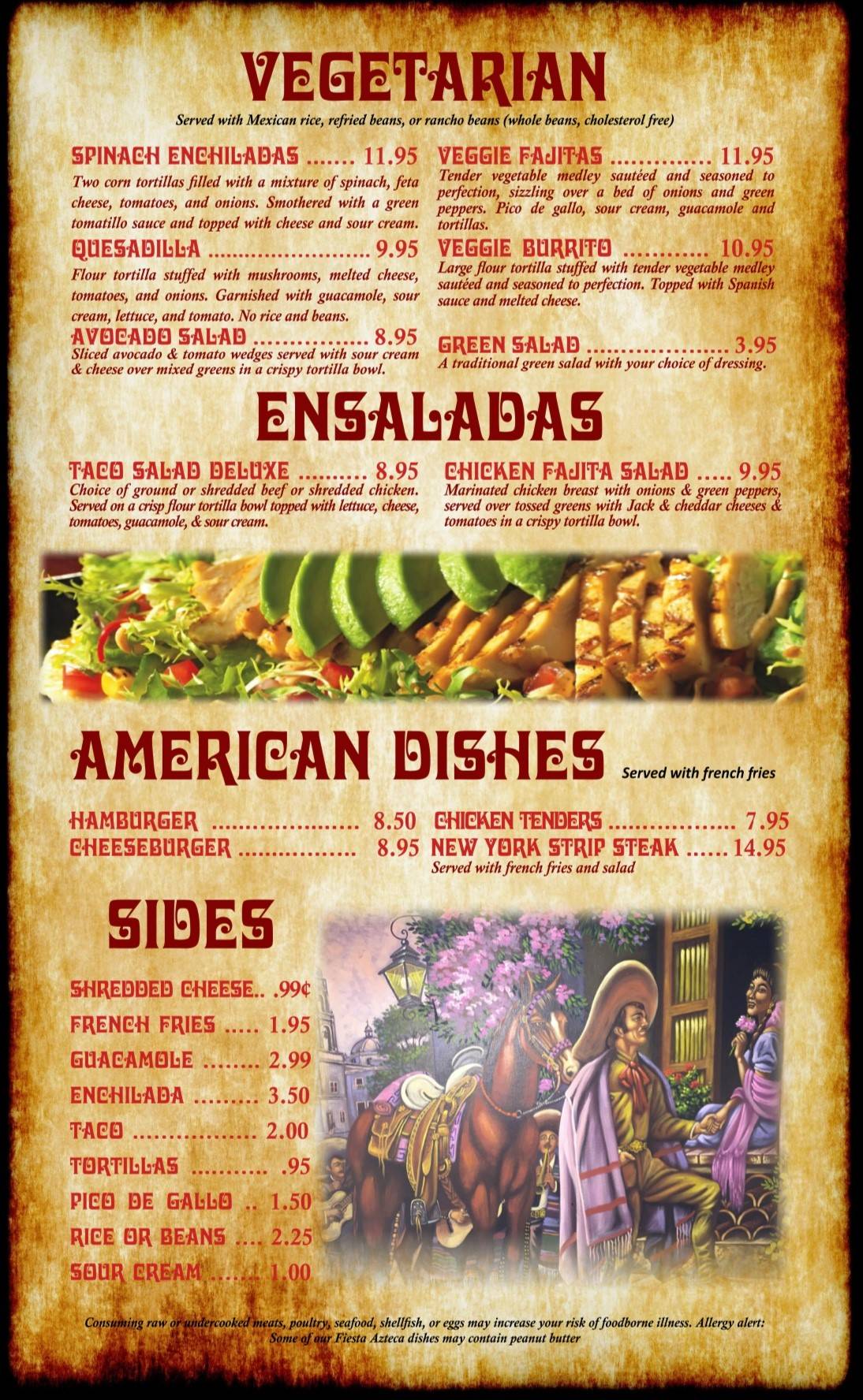 Menu at Fiesta Azteca of Suntree restaurant, Melbourne, 6765 N Wickham ...