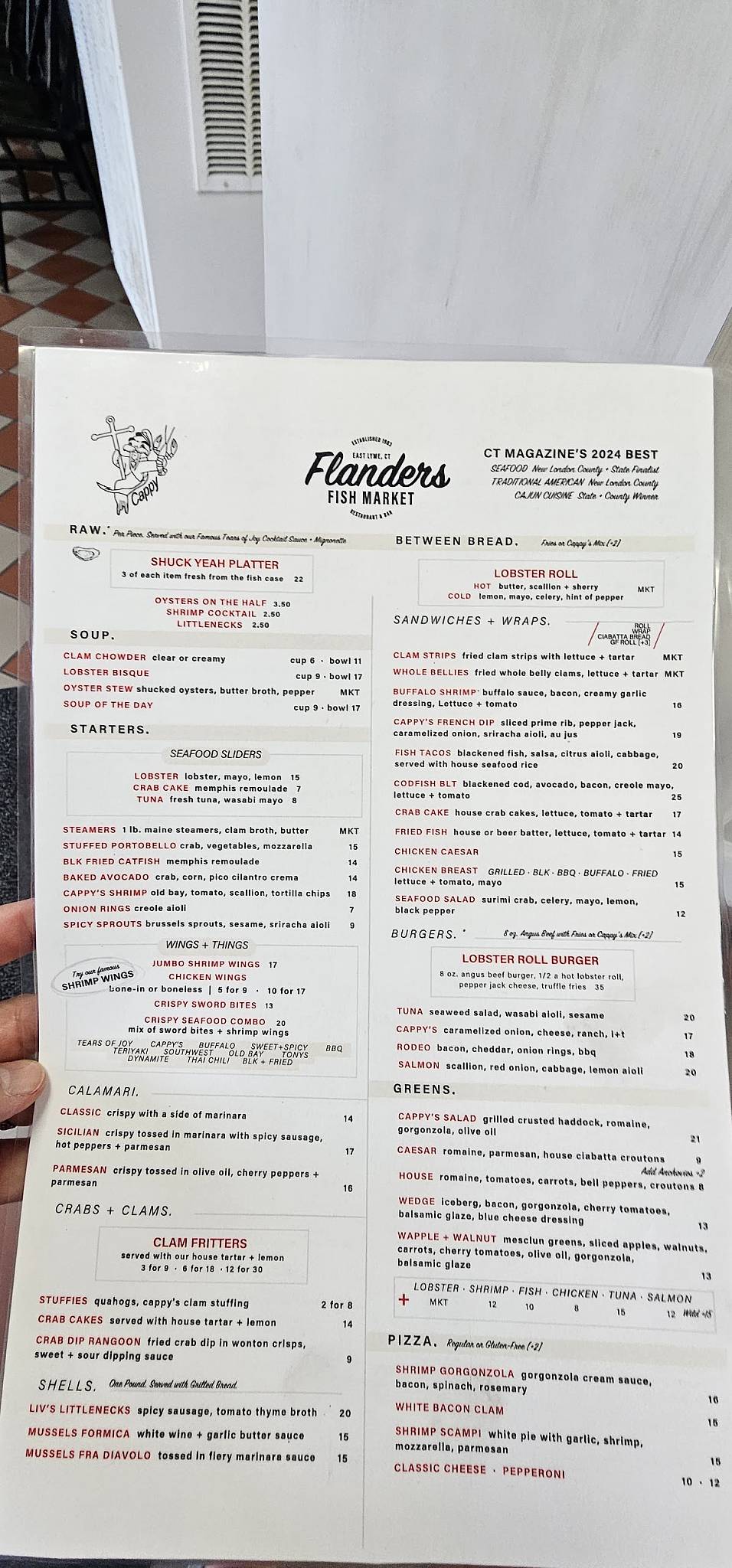Menu at Flanders Fish Market & Restaurant, East Lyme