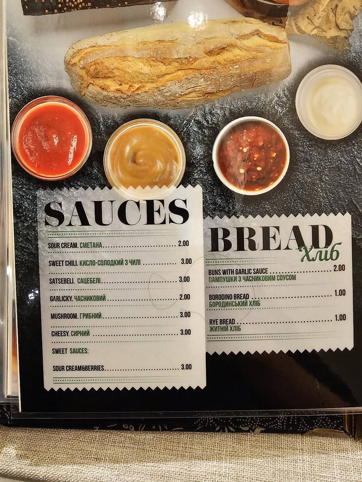 Menu at Food Culture restaurant, Winnipeg