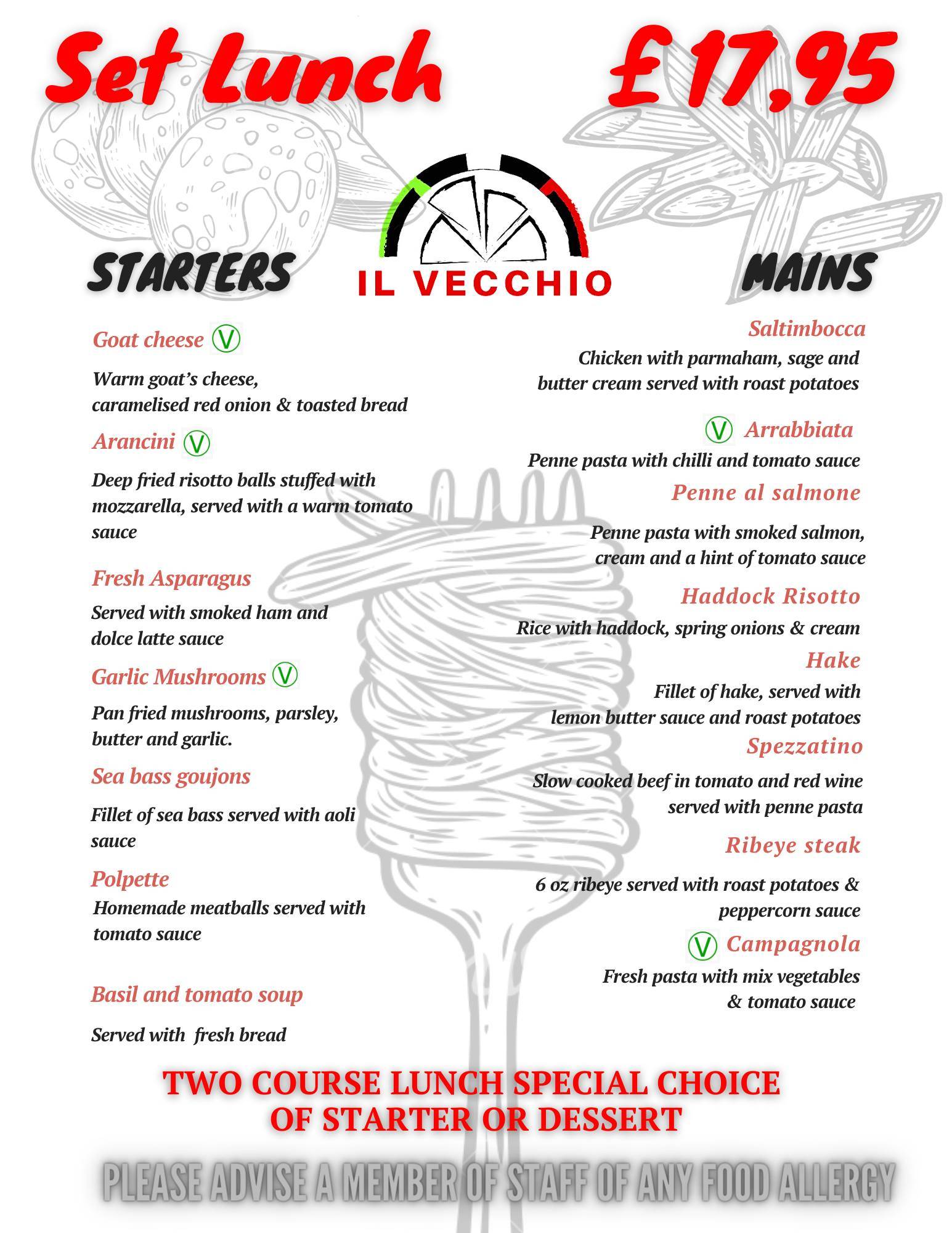 Menu at IL Vecchio Ristorante restaurant, Bridgend