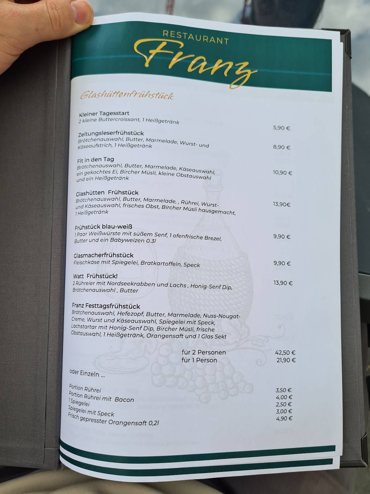 Speisekarte von Restaurant Franz, Achern