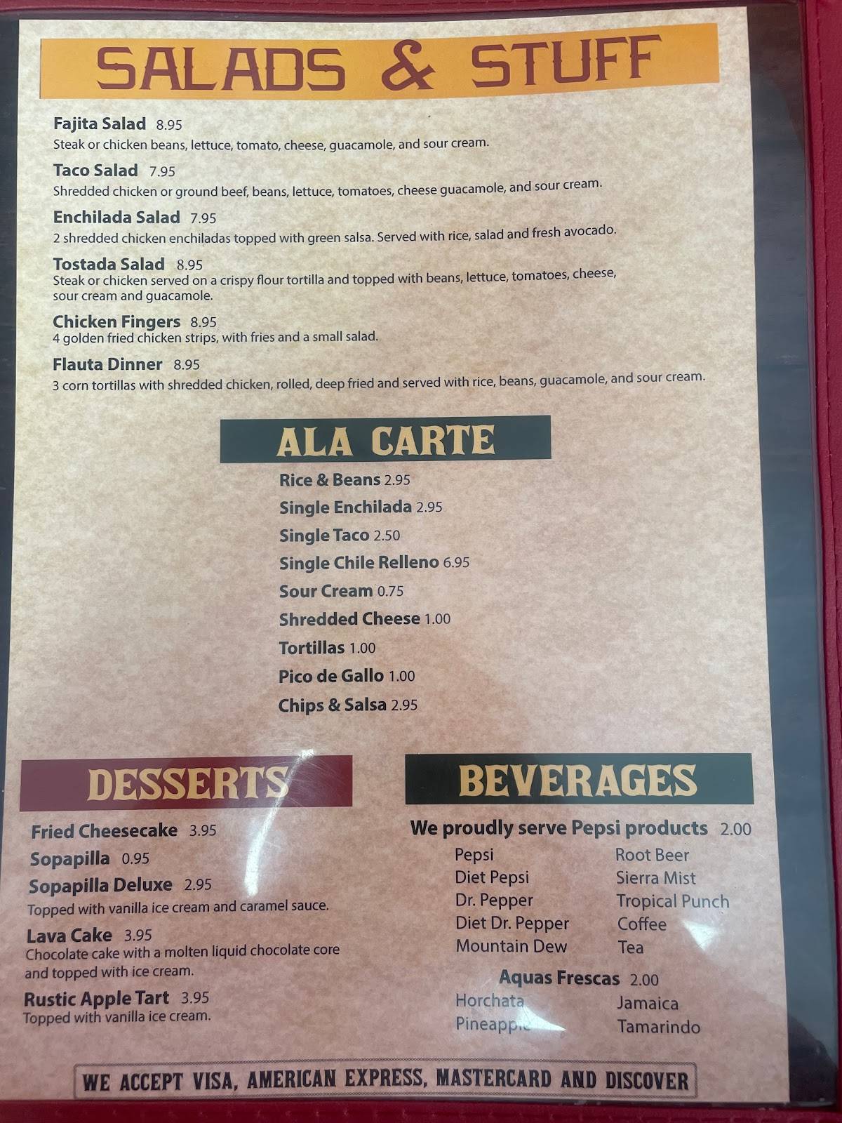 Menu at Fredo's Mexican Grill pub & bar, Berryville