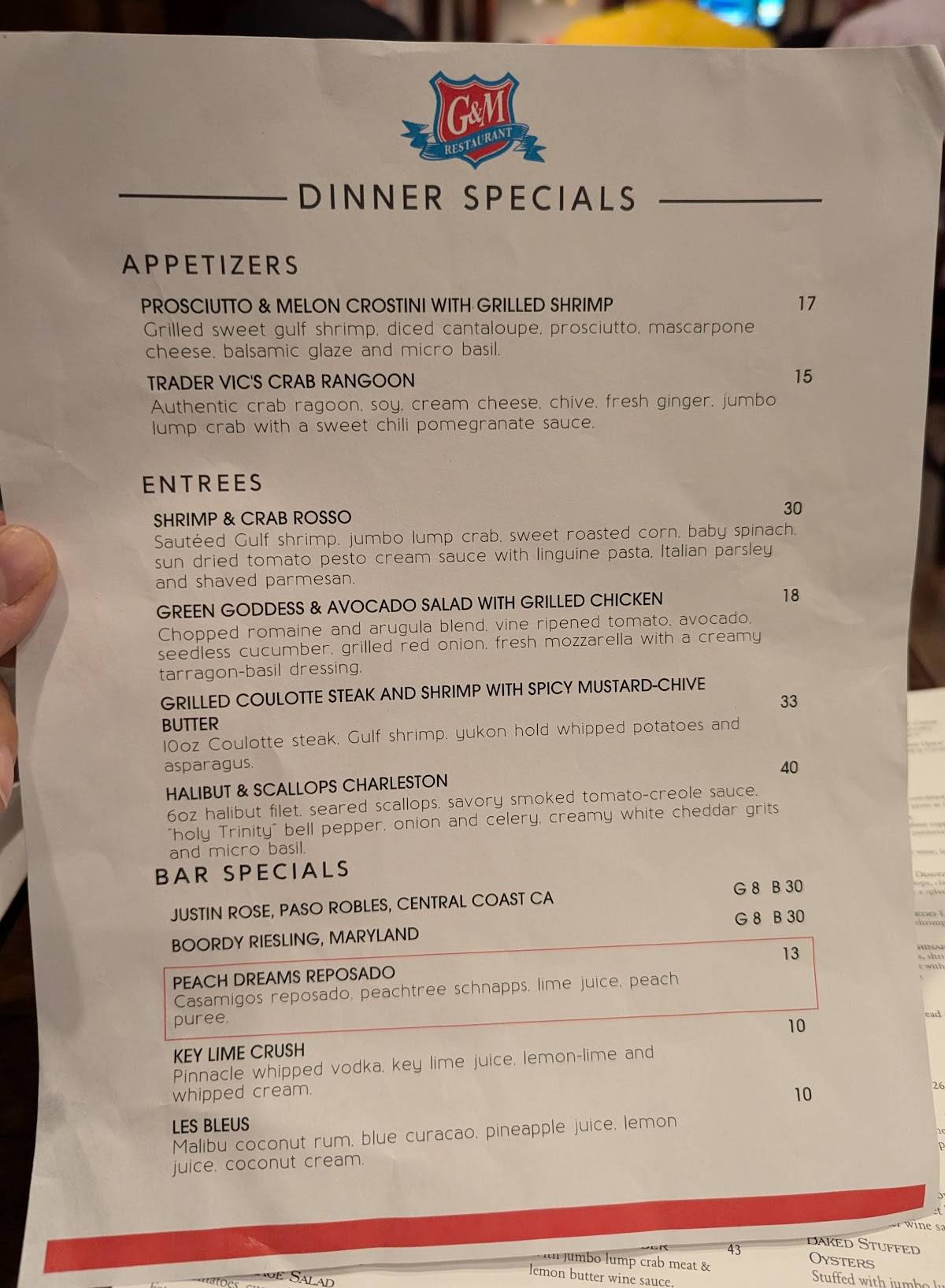 Menu at G & M Restaurant, Linthicum Heights, 804 N Hammonds Ferry Rd