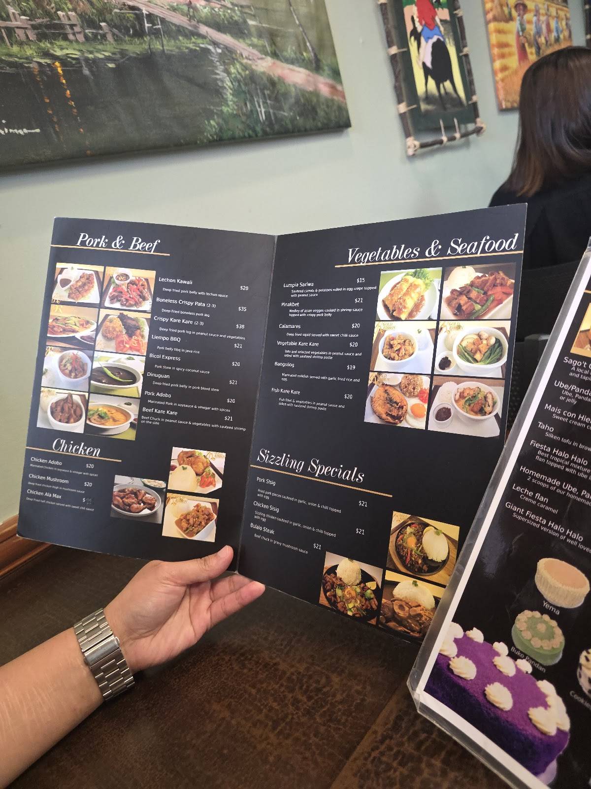 Menu at Gold Ribbon restaurant, Auckland