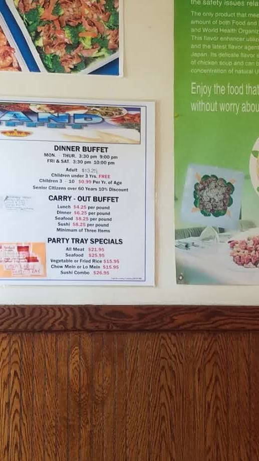 Menu at Grand Buffet restaurant, Redding