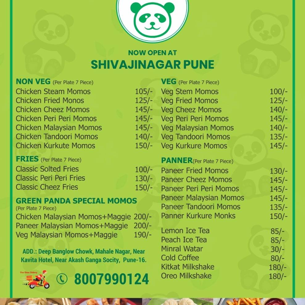 Menu at Green panda momos, Pune