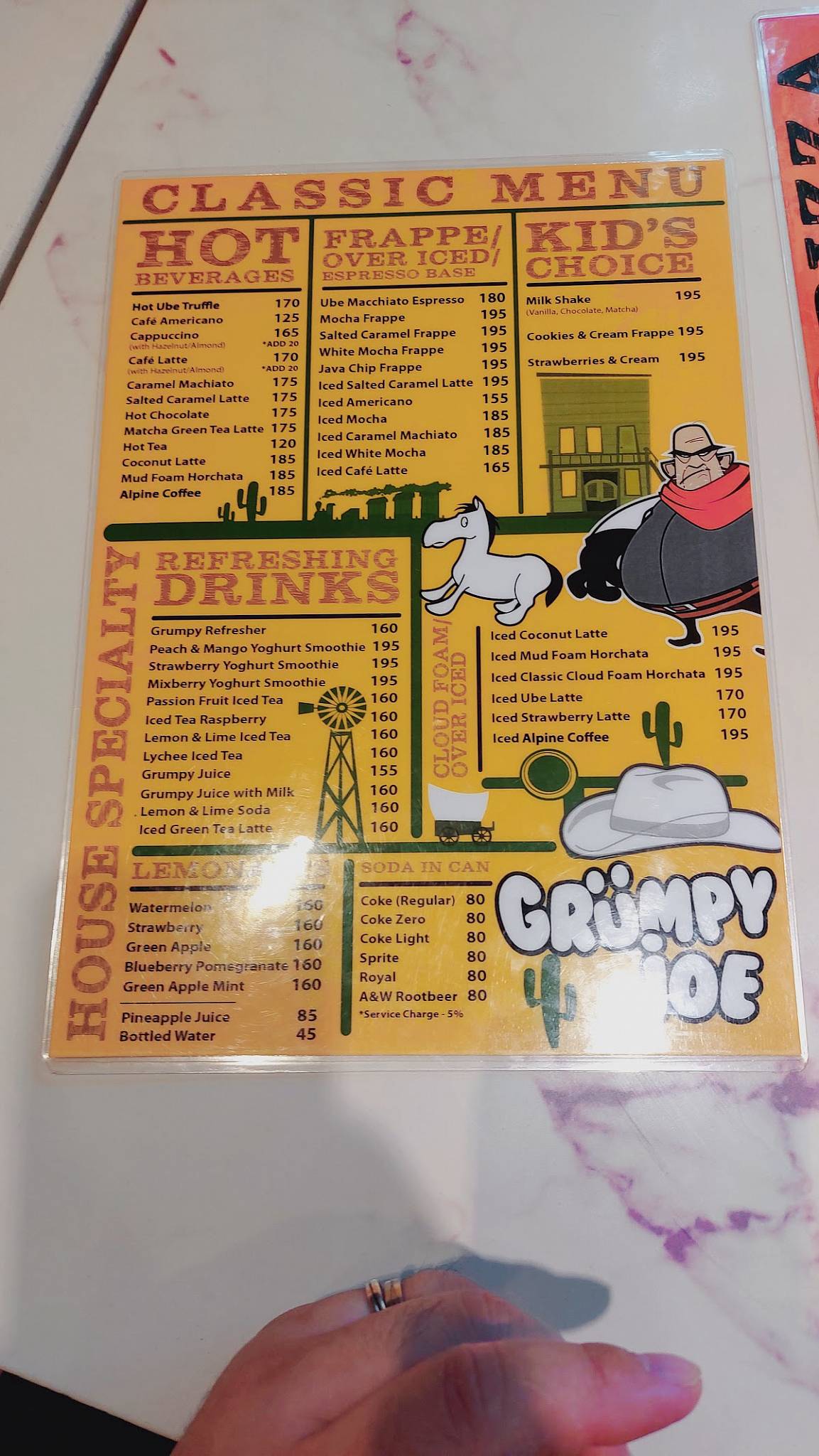 Menu at Grumpy Joe Upper Session Road restaurant, Baguio