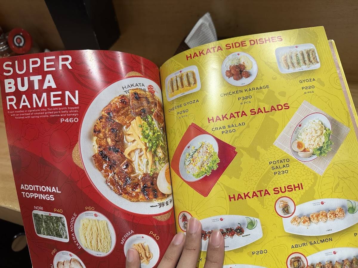 Menu at Hakata Ton-ichi restaurant, Quezon City, Level 2
