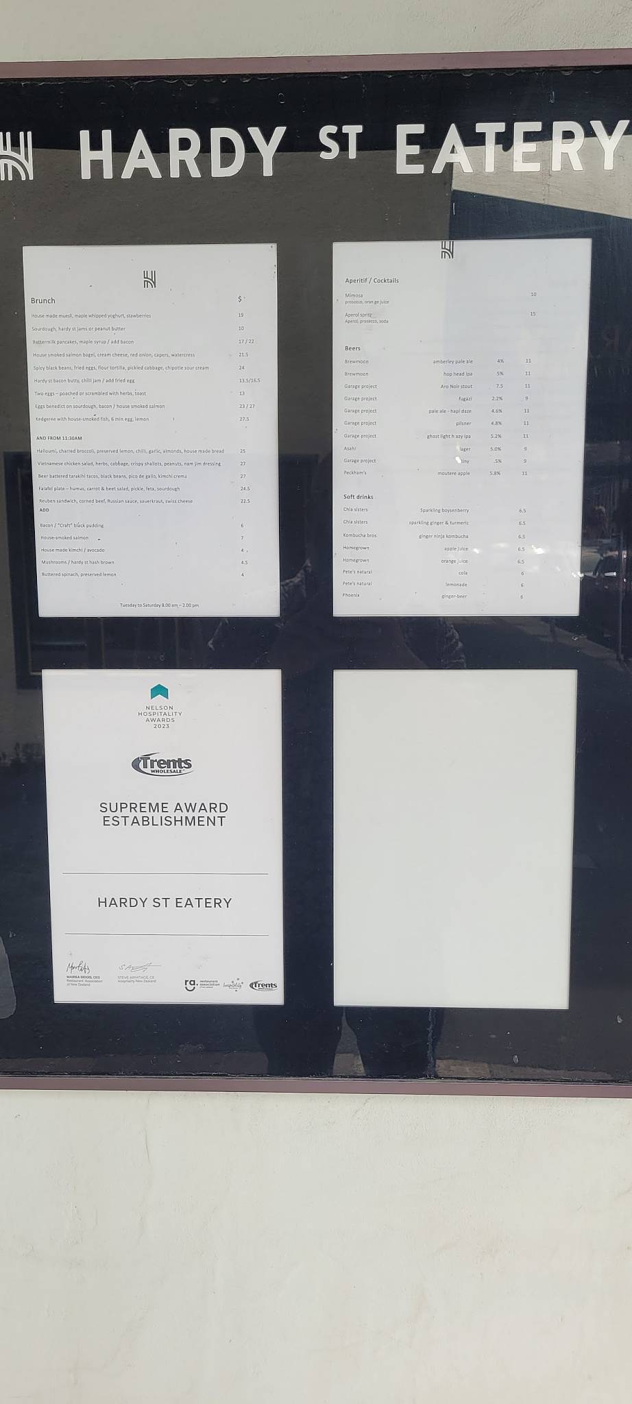 Menu at Hardy St Eatery restaurant, Nelson
