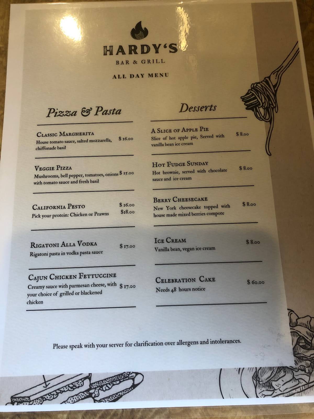 Menu at Hardy's Bar & Grill, Colwood