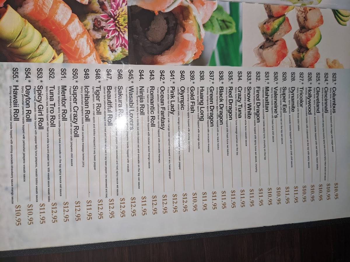 Menu at Hayashi Maple restaurant, Chardon