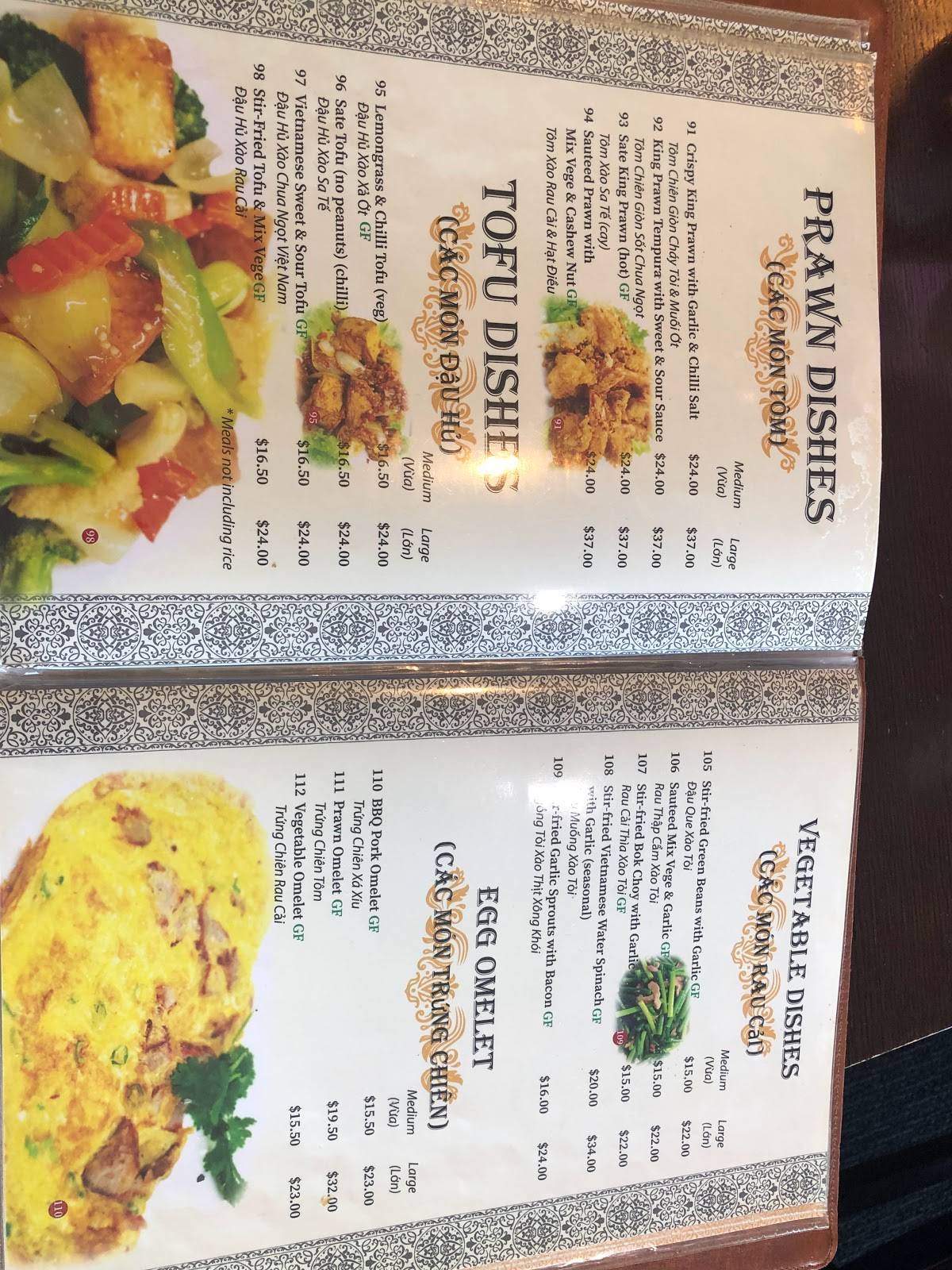 Menu at Hello Vietnam Restaurant, Christchurch