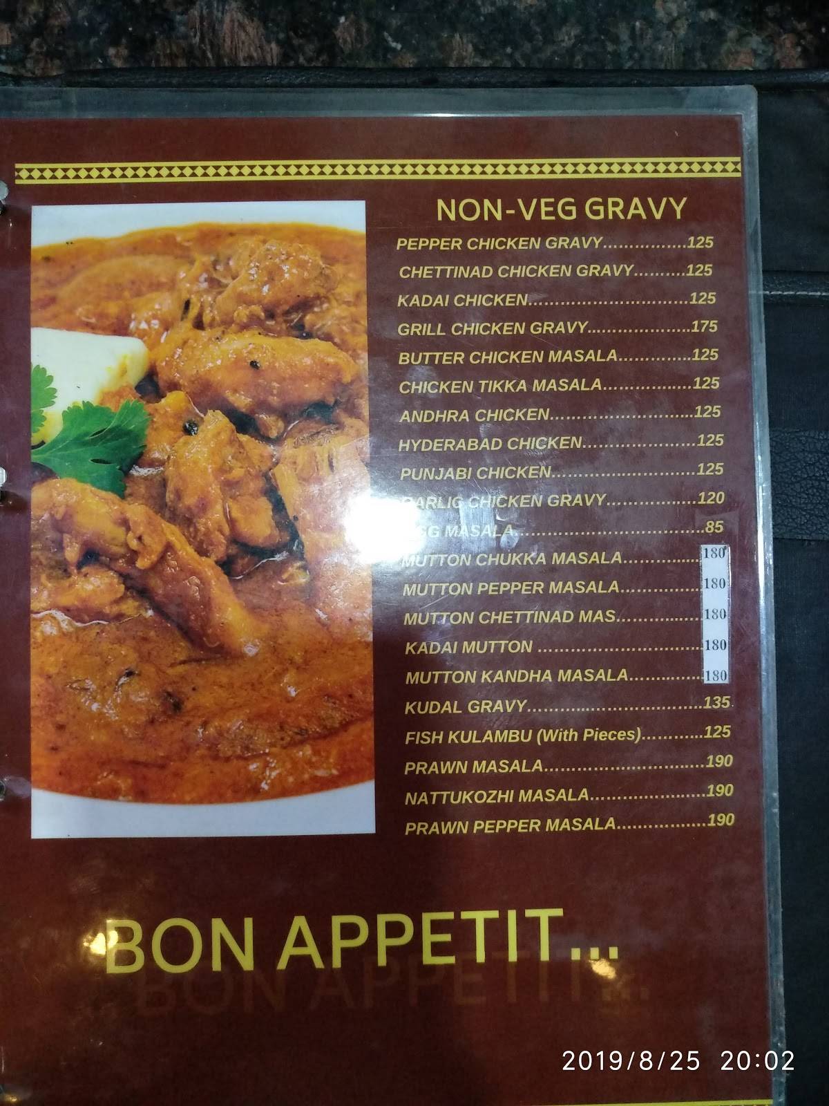 Menu at Hotel anjanas, Coimbatore